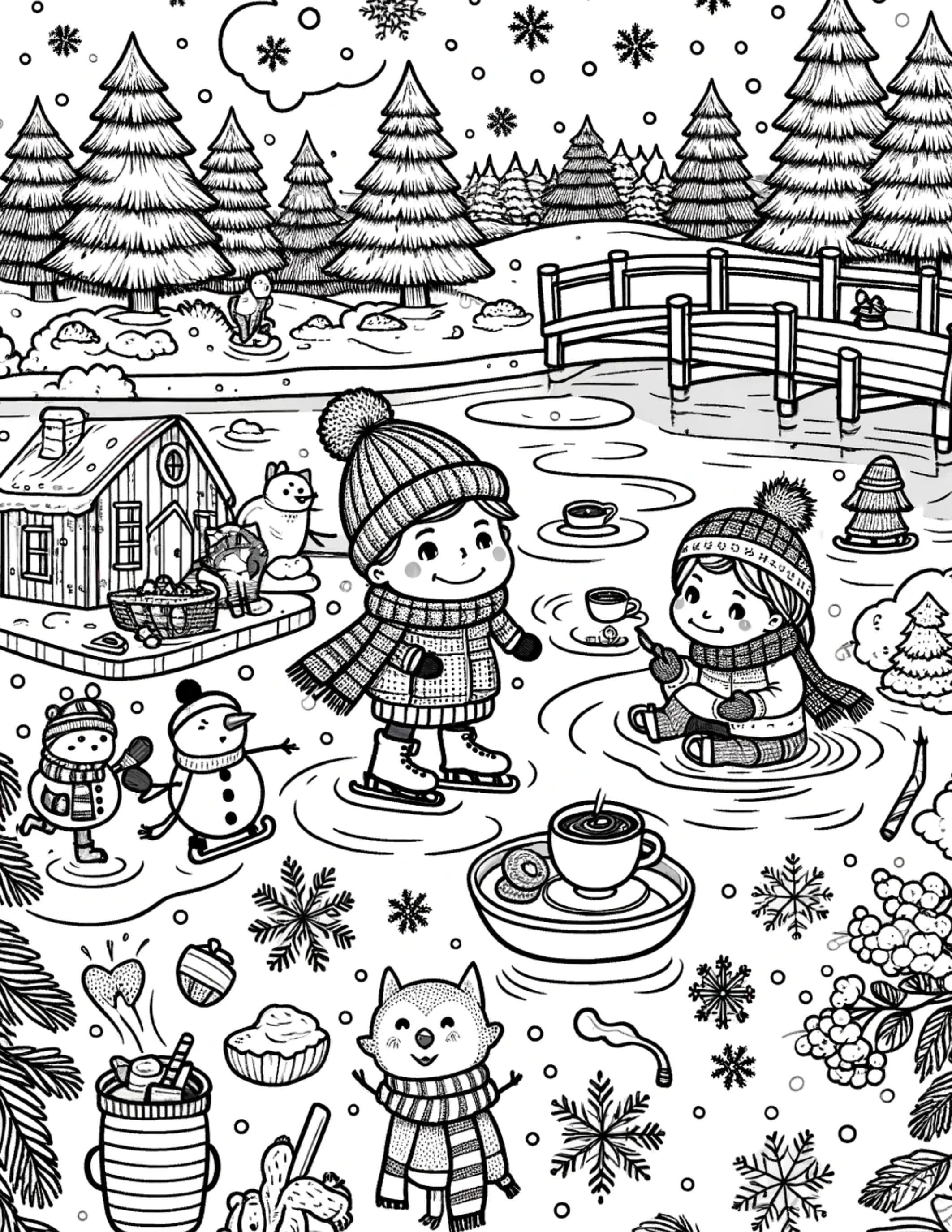 Winter Fun - 5 Unique Pages - Kids Coloring Book - Printable 8.5 X 11 ...