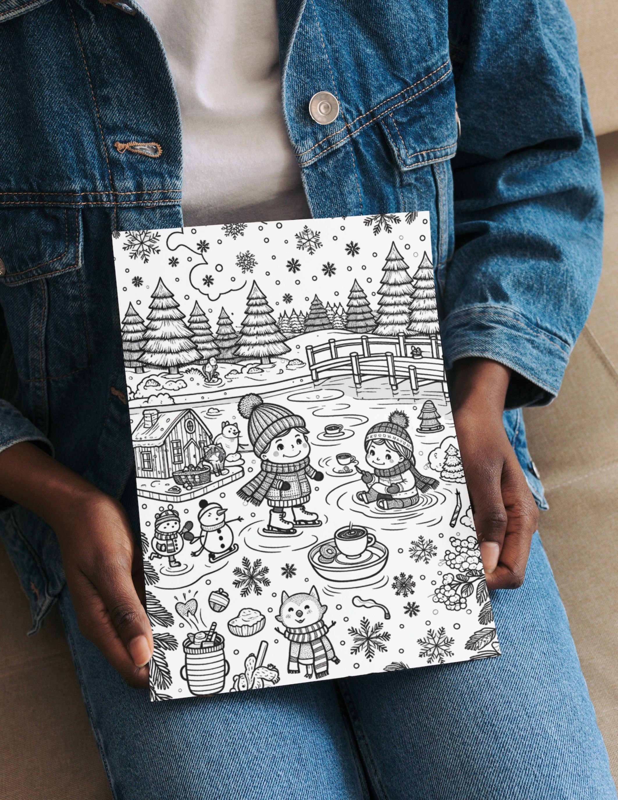 Winter Fun - 5 Unique Pages - Kids Coloring Book - Printable 8.5 X 11 ...
