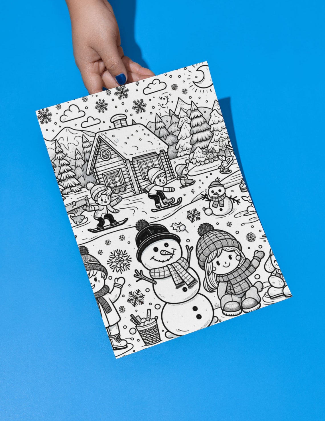 Winter Fun - 5 Unique Pages - Kids Coloring Book - Printable 8.5 X 11 ...