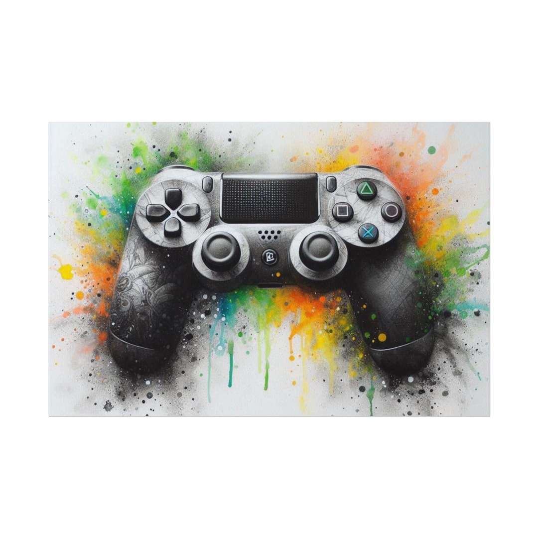 Bold Gaming Controller Splatter Paint Rolled Poster Gamer Room Decor ...