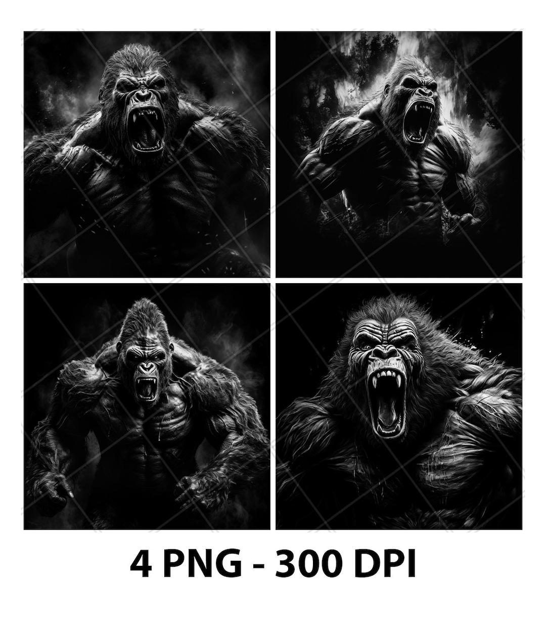 3D King Kong Laser Engrave File PNG 2D Xtool Slate Coaster Etch Wood ...