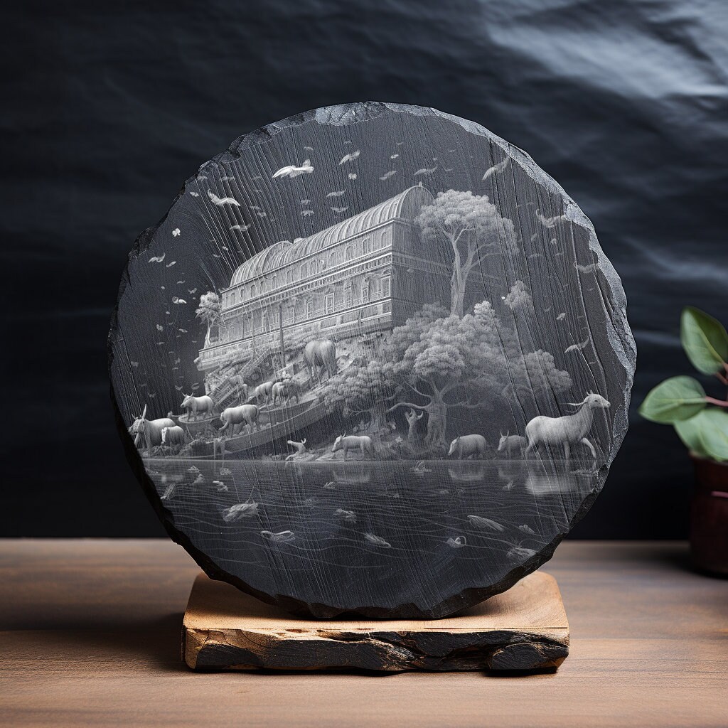 3D Noahs Ark Laser Engrave File PNG 2D Xtool Slate Coaster Etch Wood ...