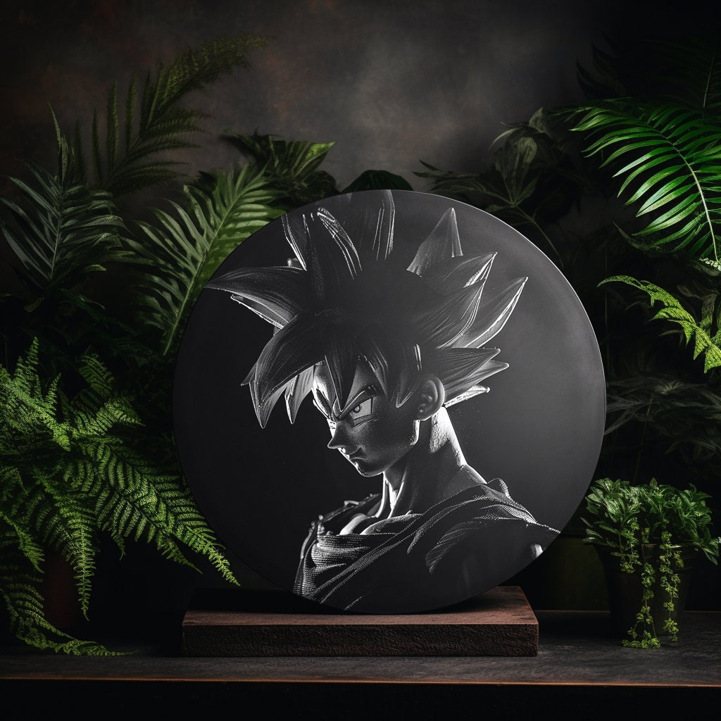 3D Goku Laser Engrave PNG File Anime Asian Cartoon Slate Coaster Etch ...