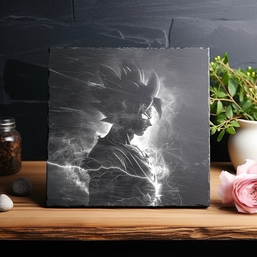 3D Goku Laser Engrave PNG File Anime Asian Cartoon Slate Coaster Etch ...
