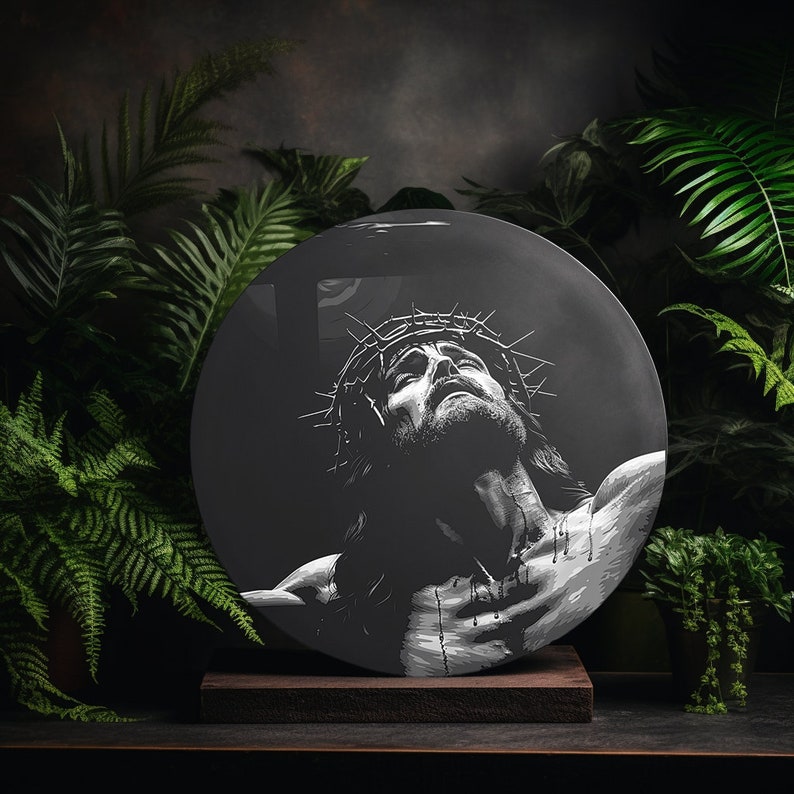 Jesus Christ Crucified at the Cross Laser PNG Engrave File Slate Coaster Xtool Etch Wood Burn ...