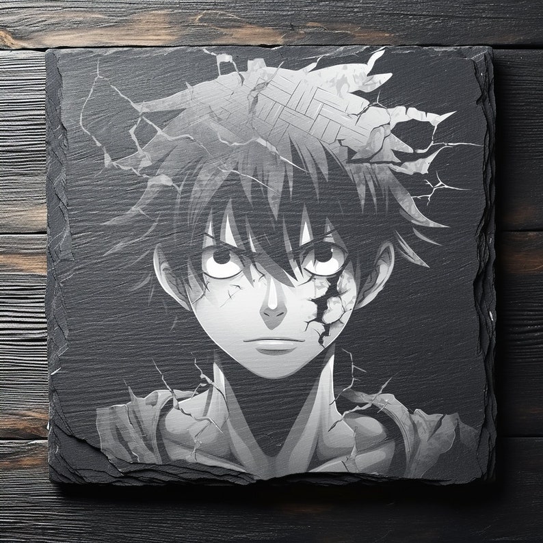 Luffy Strawhat Pirate Anime Laser PNG Engrave File Slate Coaster Xtool ...