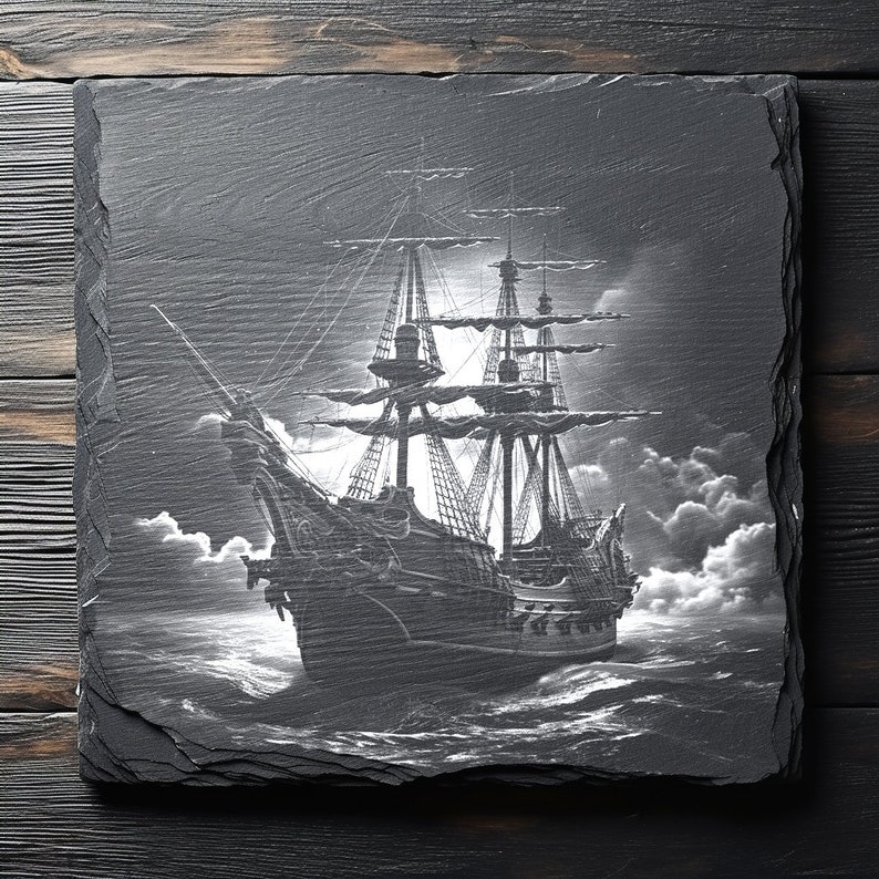 Pirate Boat Old Ship Sea Ferry Laser PNG Engrave File Slate Coaster ...