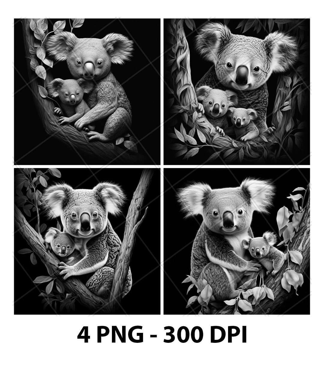 3D Koala Laser Engrave File PNG 2D Xtool Slate Coaster Etch Wood Burn ...