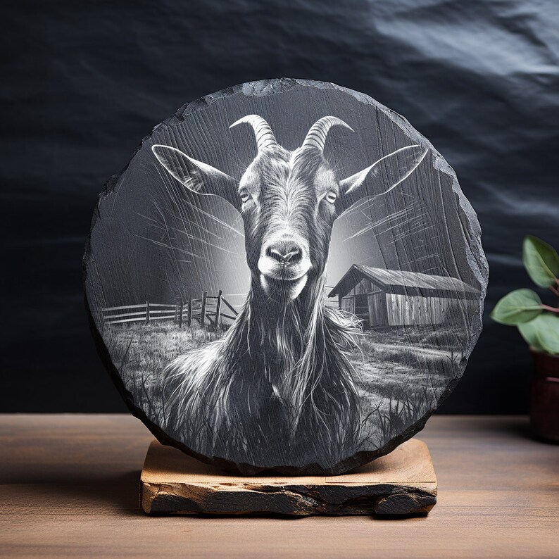 Goat Ram Grassland Farm Ranch Laser PNG Engrave File Slate Coaster ...