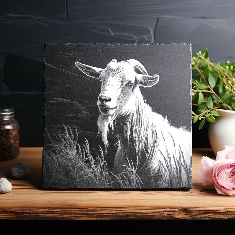 Goat Ram Grassland Farm Ranch Laser PNG Engrave File Slate Coaster ...