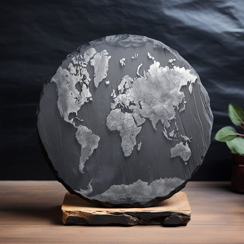 World Map Earth Planet Globe Laser PNG File Slate Engrave Coaster Etch ...