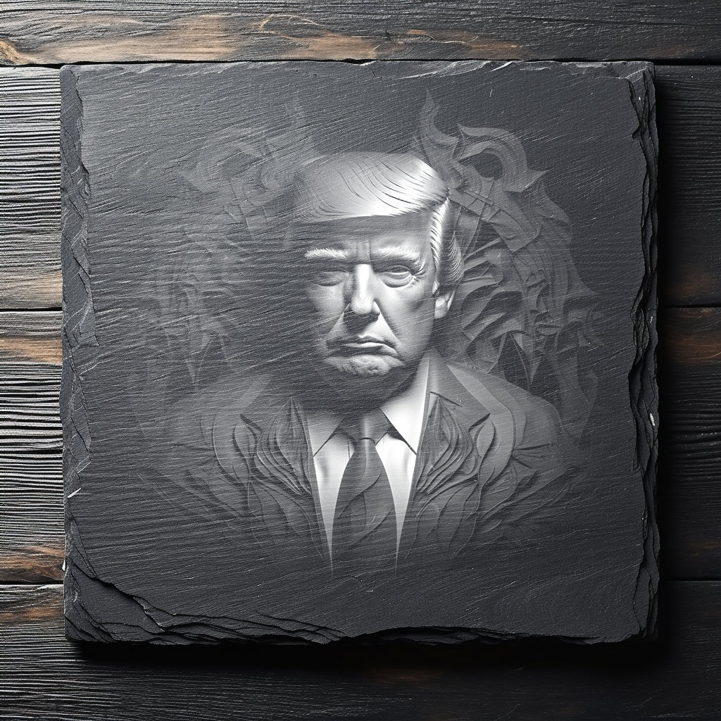 3D Donald Trump Laser Engrave File PNG 2D Xtool Slate Coaster Etch Wood Burn Black White ...