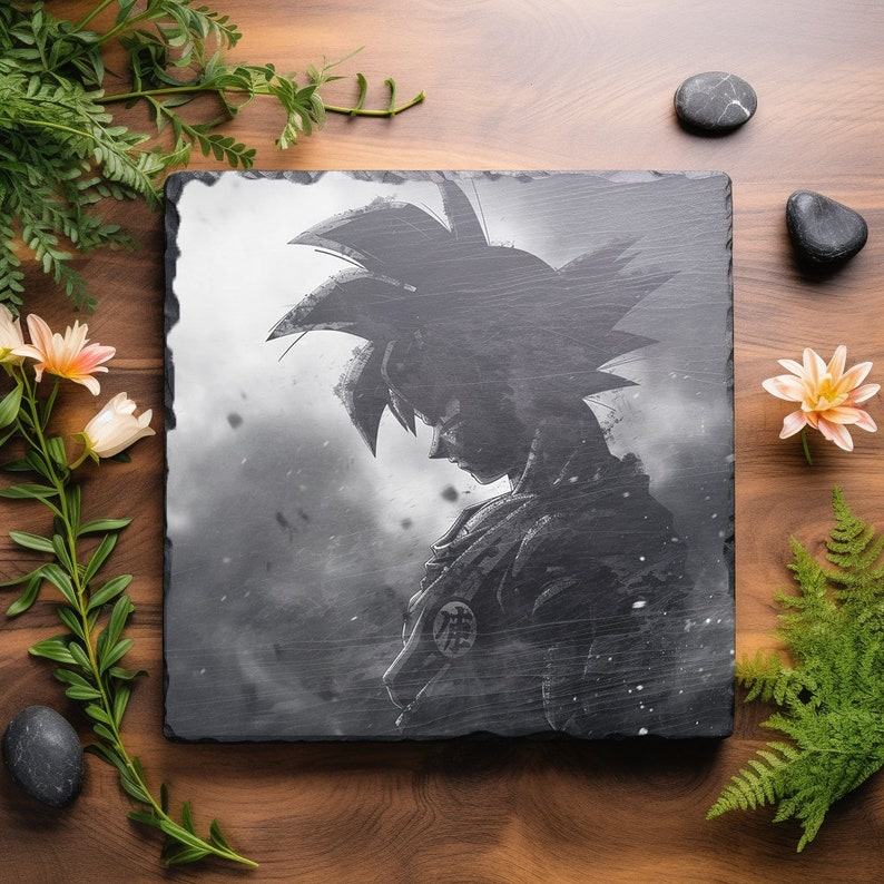 3D Goku Laser Engrave PNG File Anime Asian Cartoon Slate Coaster Etch ...