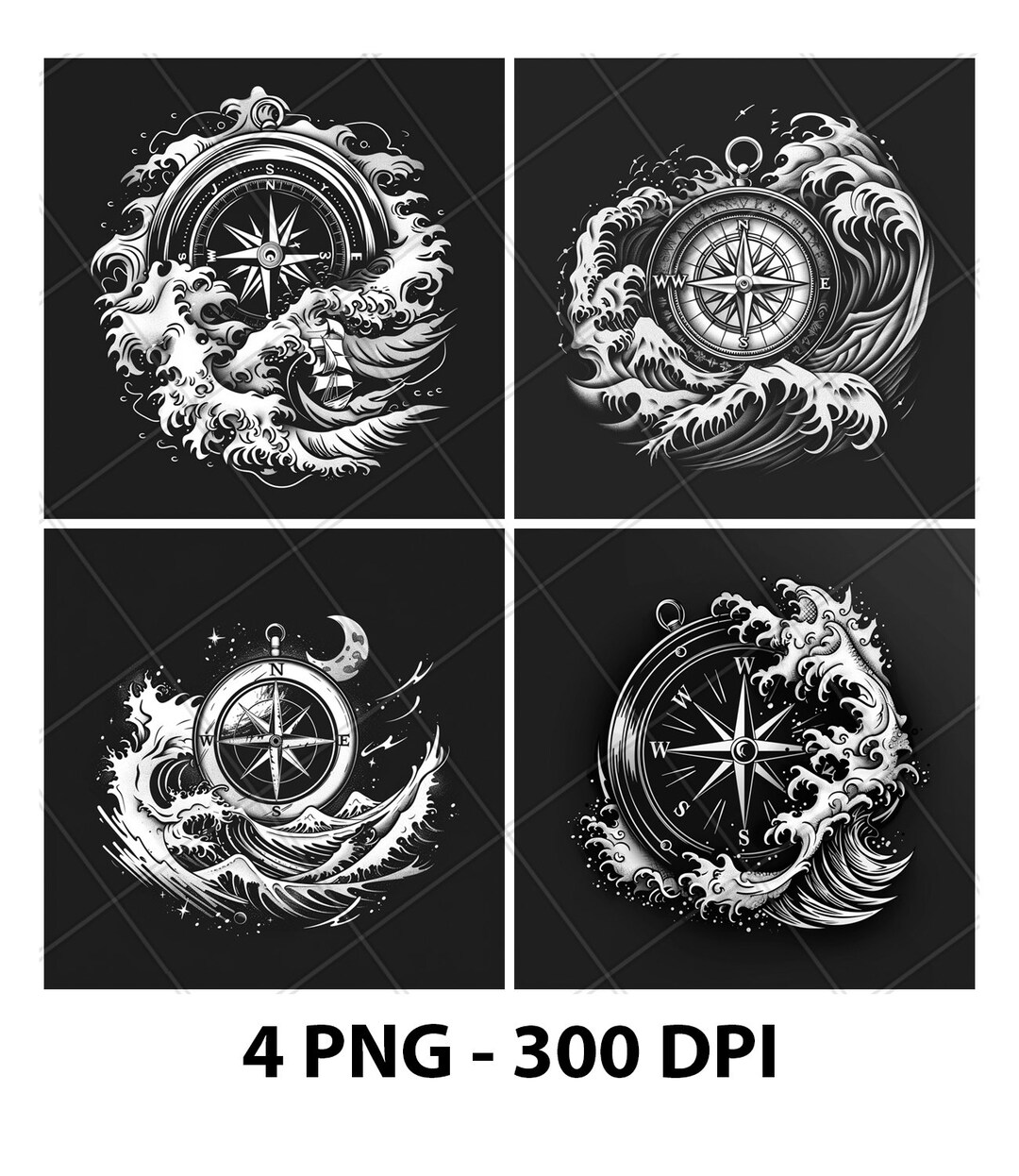 3D Compass Laser Engrave File PNG 2D Xtool Slate Coaster Etch Wood Burn ...
