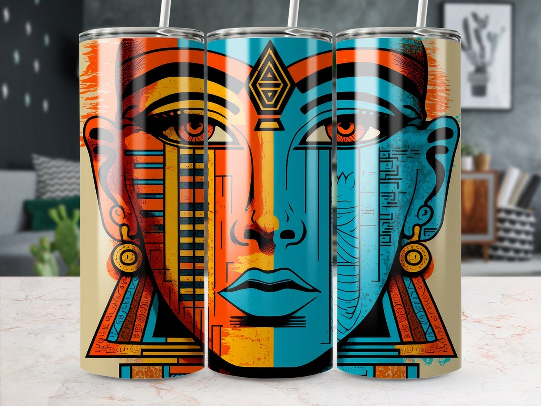 Colorful Ancient Egyptian Queen Nefertiti Tumbler, Travel Mug, Insulated Cup, Gift for History ...