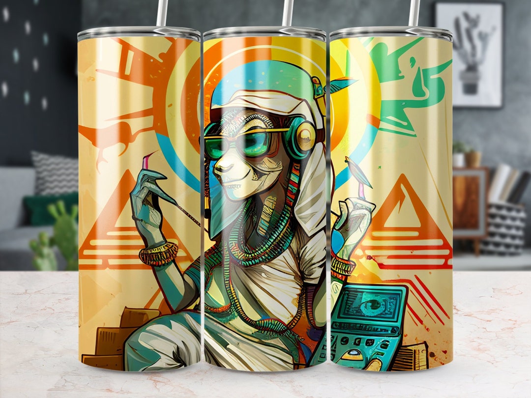 Cool DJ Sheep Art Tumbler, Urban Graffiti Style Music Lover Travel Mug ...