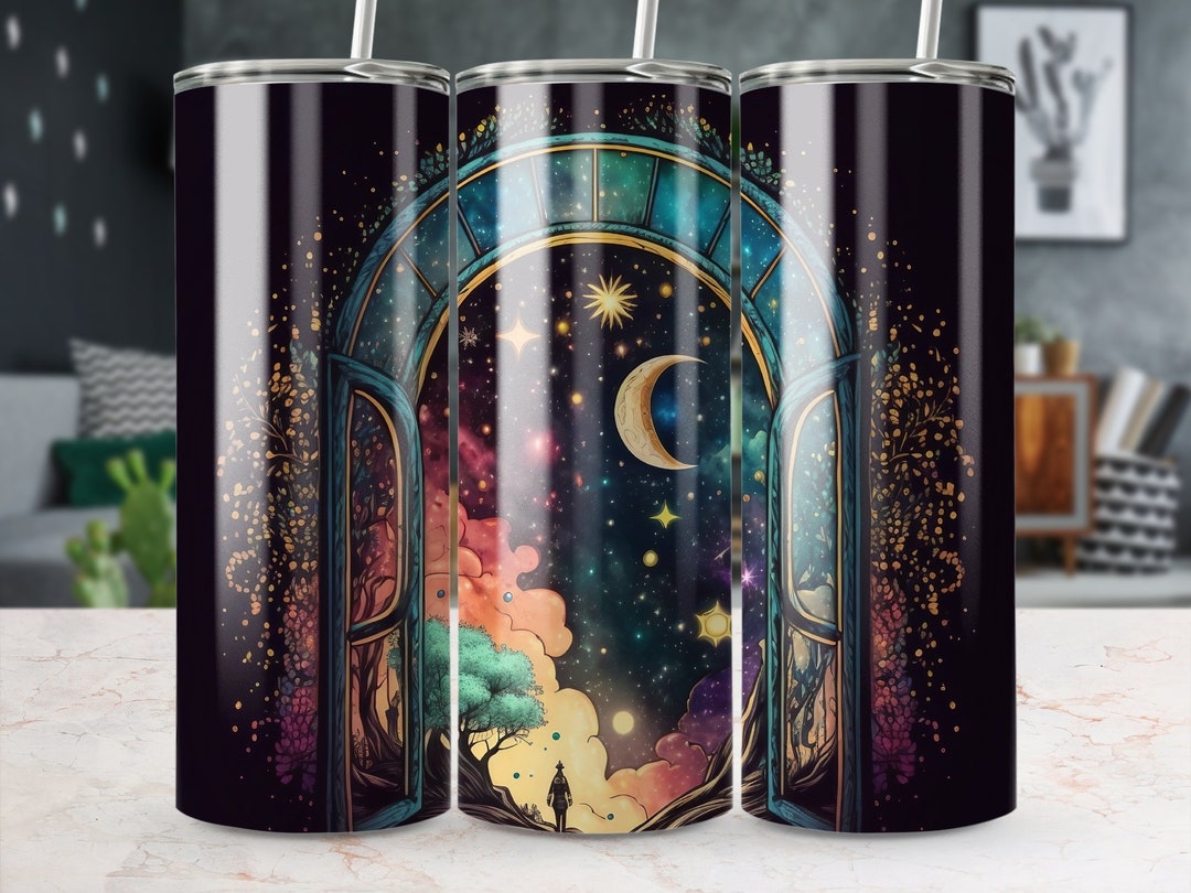 Enchanted Forest Night Sky Tumbler, Mystical Starry Night Insulated Cup, Magic Woods Universe ...