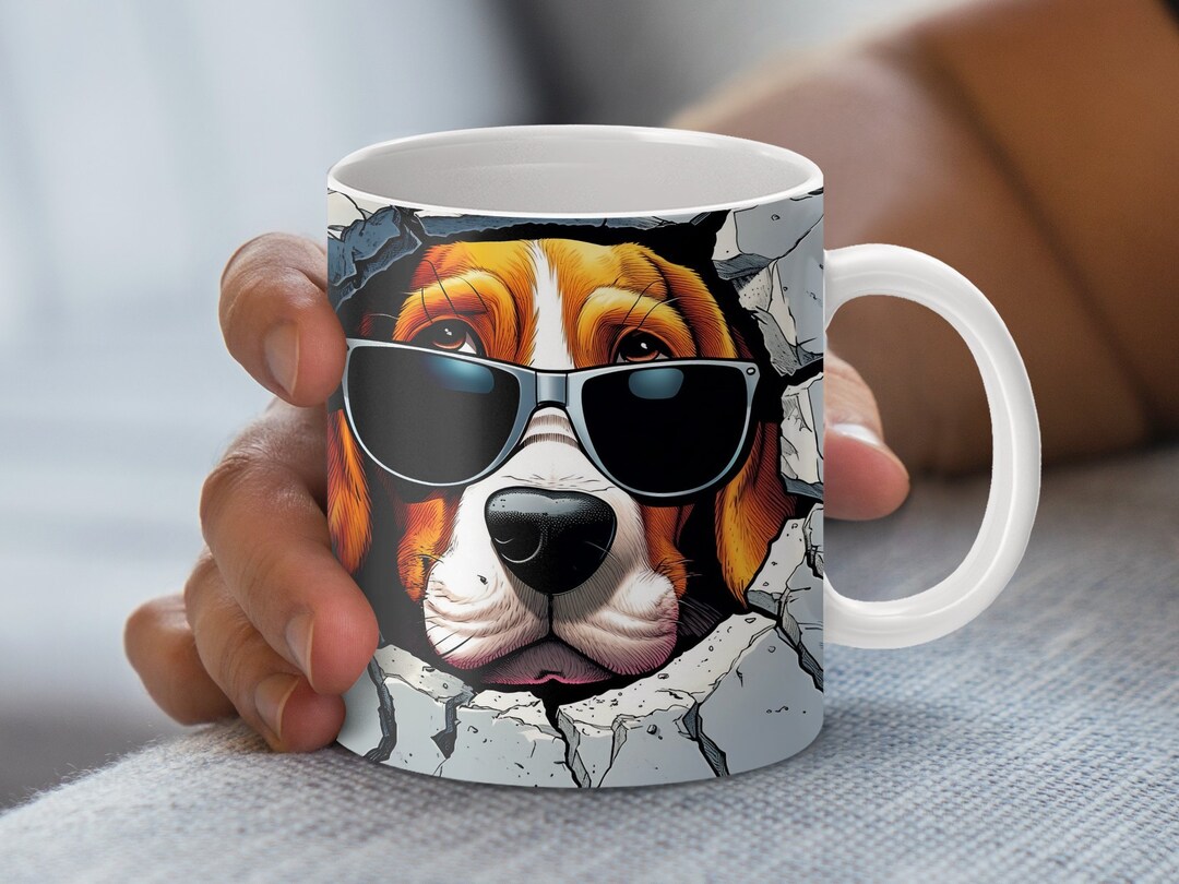 Cool Beagle in Sunglasses Mug Wrap, 11 and 15oz Digital Design, PNG ...