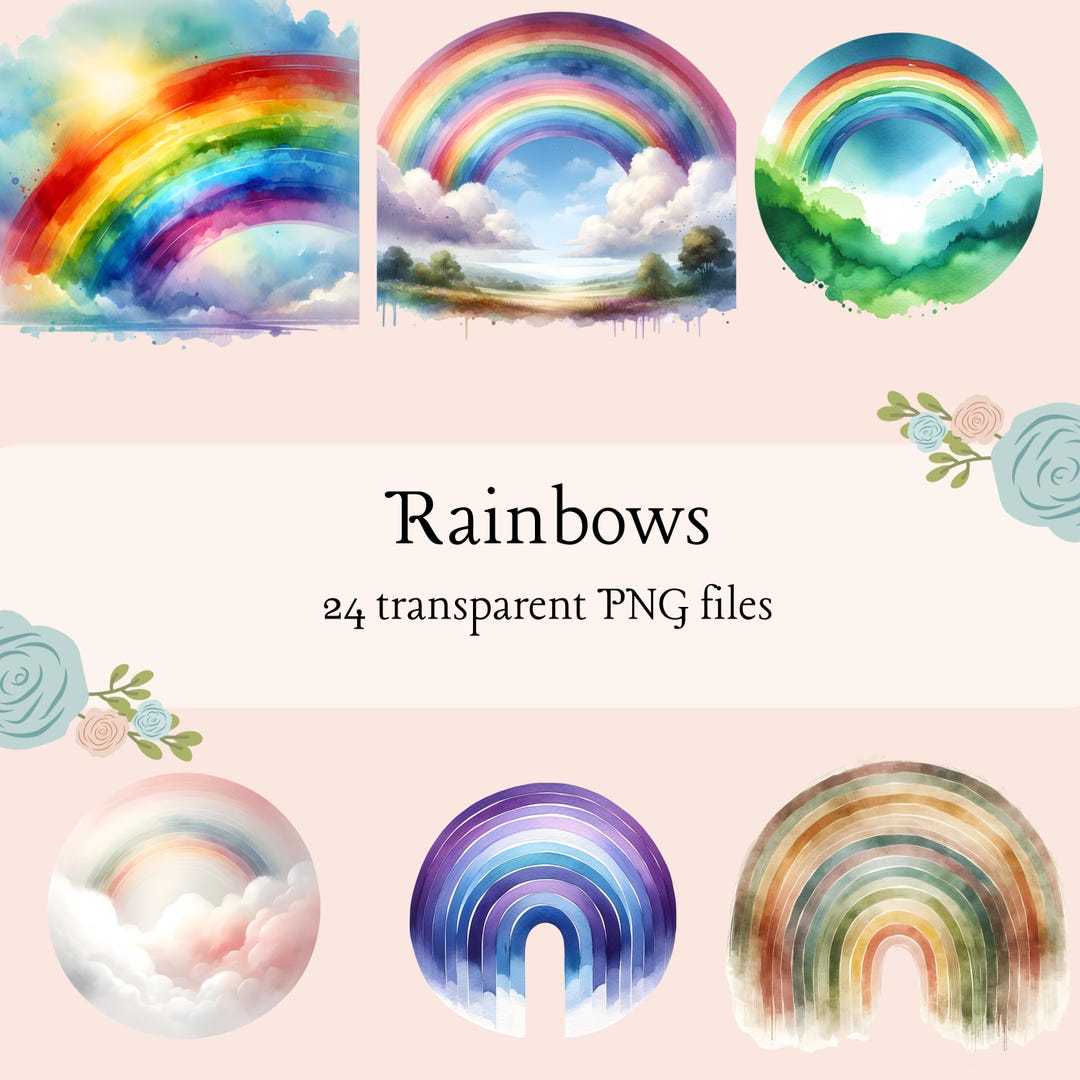 Rainbow Clip Art - Magical Rainbow Clipart - Pretty Rainbows - Rainbow ...