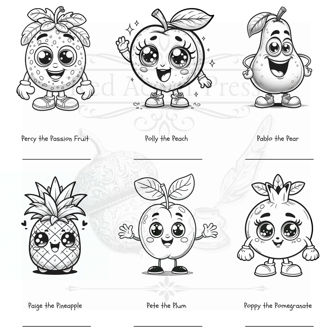 Fruit Salad! Coloring Book - Kids Coloring Pages - Kids Coloring Book ...