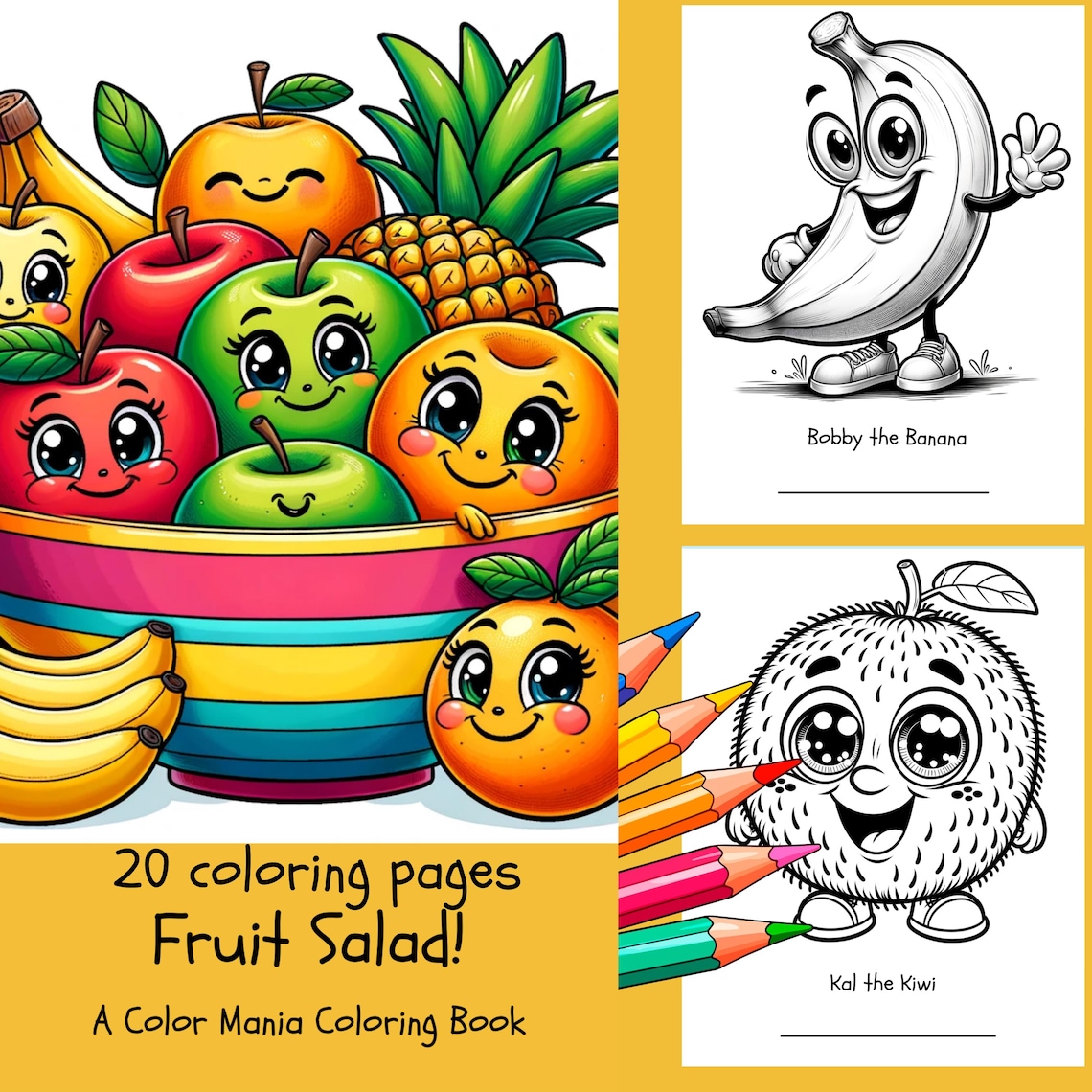 Fruit Salad! Coloring Book - Kids Coloring Pages - Kids Coloring Book ...