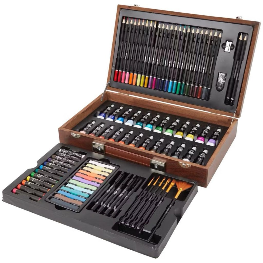 Artist Briefcase 86 Pieces: Complete Set of Acrylic Paints, Pastel, Oil ...