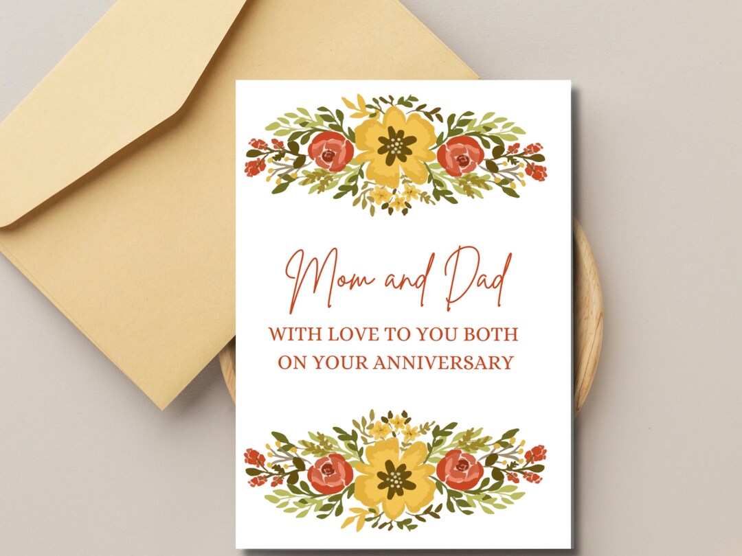Happy Anniversary Mom and Dad, Printable Parent Anniversary Card ...