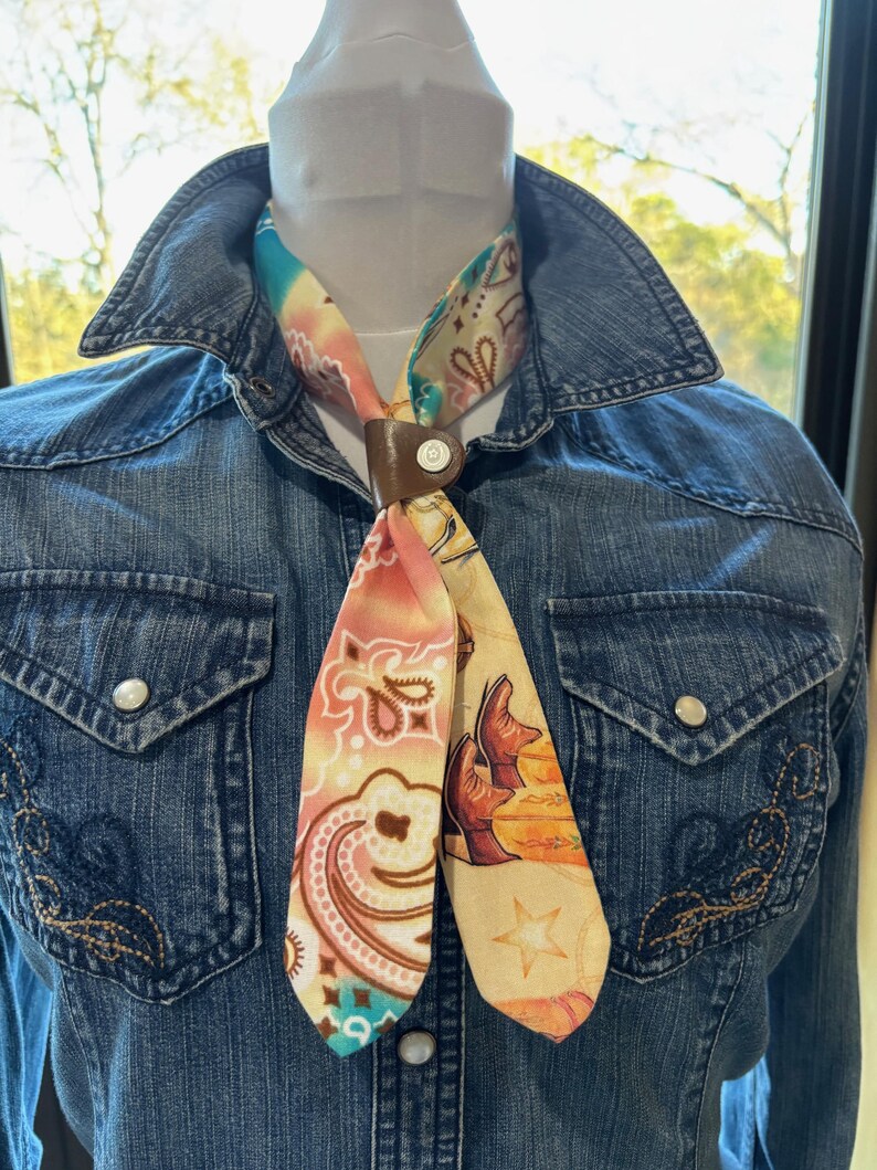 New Take on a Bandana, Reversible Slim Neck Tie, Hat Band, Western ...