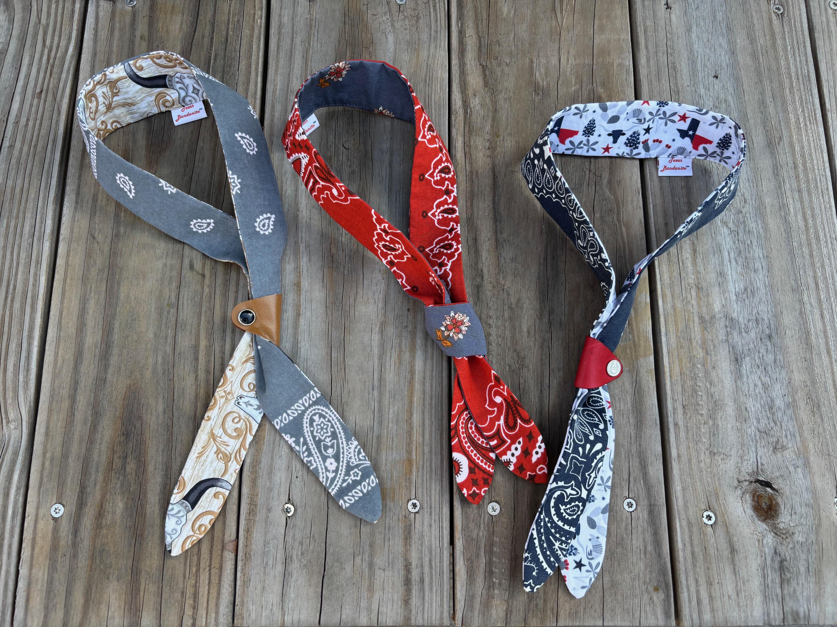 Texas Bandanito™ Hatbands, Neck Ties, Reversible. Lots of Looks. New ...
