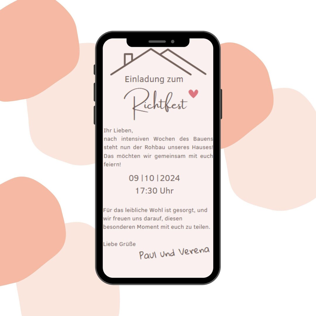 Topping-out Ceremony Invitation Digital, Housewarming Invitation Design ...