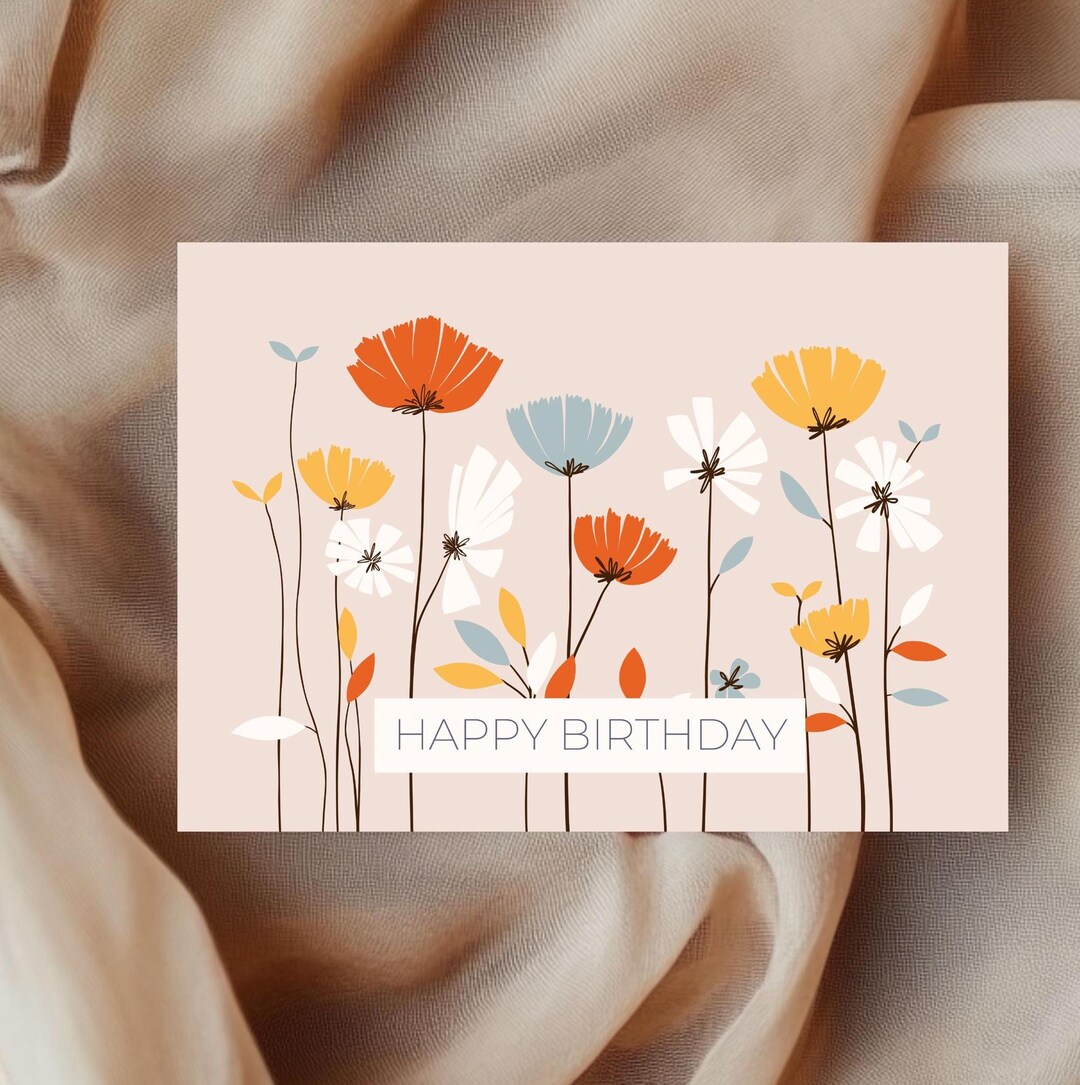 Happy Birthday Birthday Card With or Without Envelope Flowery Birthday ...