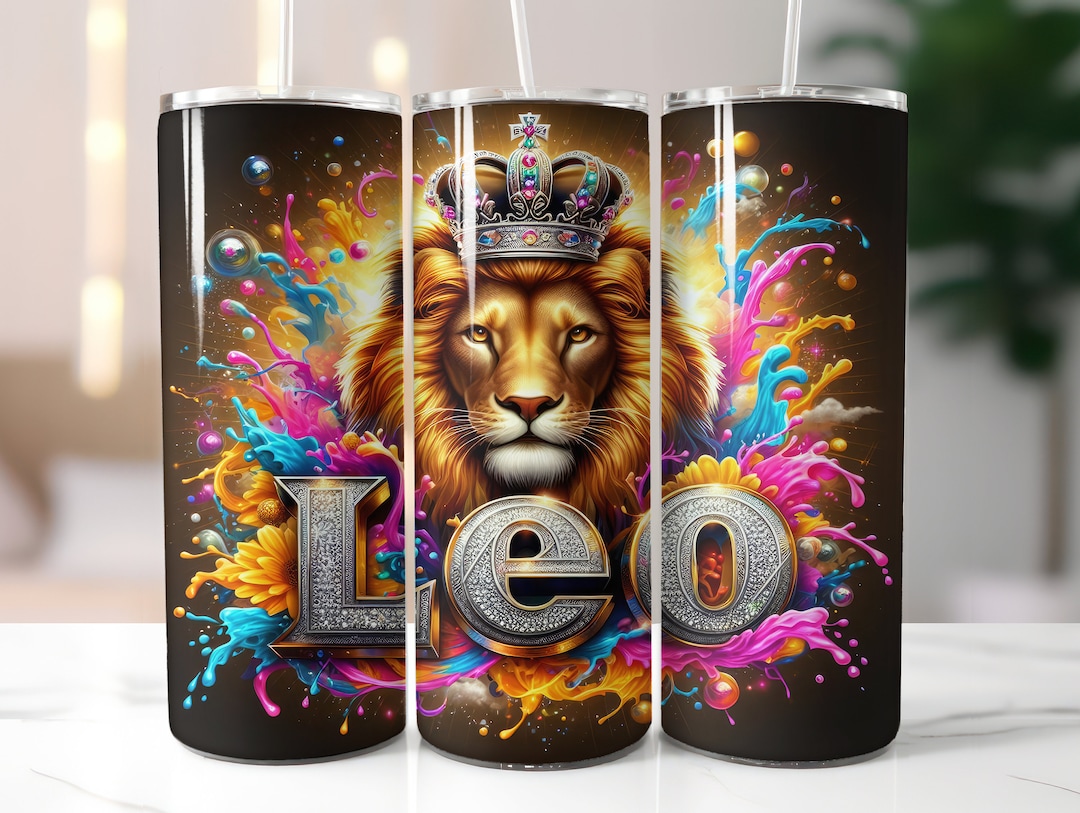 Gold Zodiac Leo Tumbler Wrap - 20oz Skinny Tumbler Sublimation Straight ...