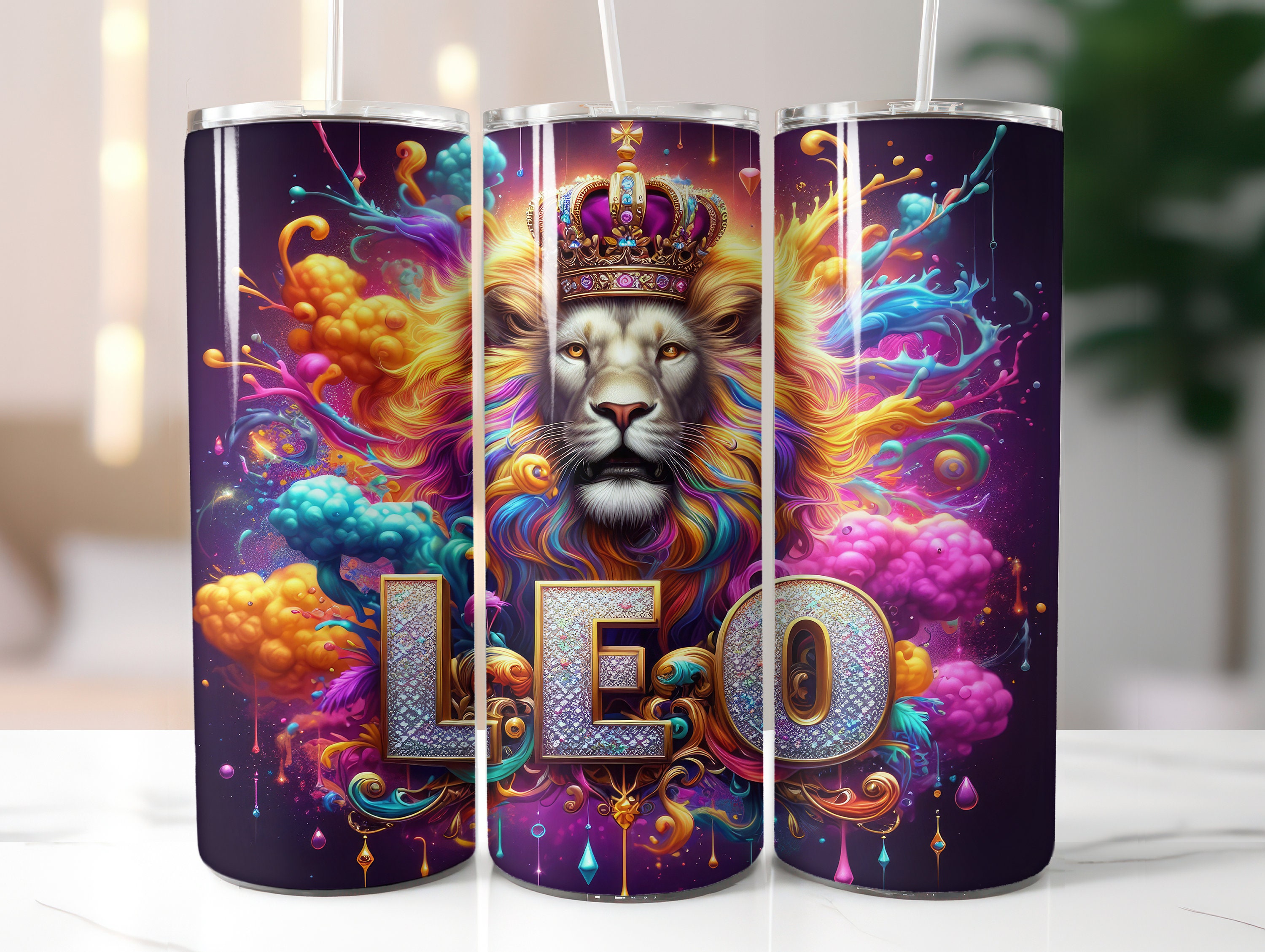Purple Zodiac Leo Tumbler Wrap - 20oz Skinny Tumbler Sublimation ...