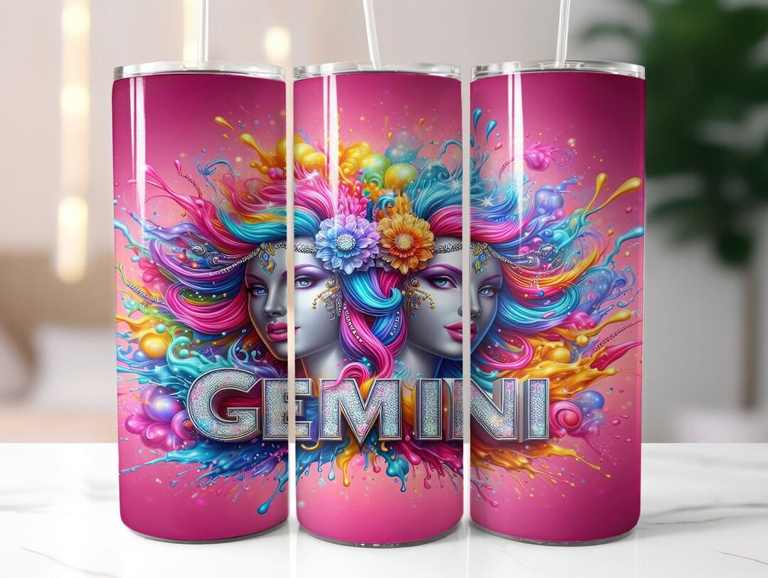 Pink Zodiac Gemini Tumbler Wrap - 20oz Skinny Tumbler Sublimation ...