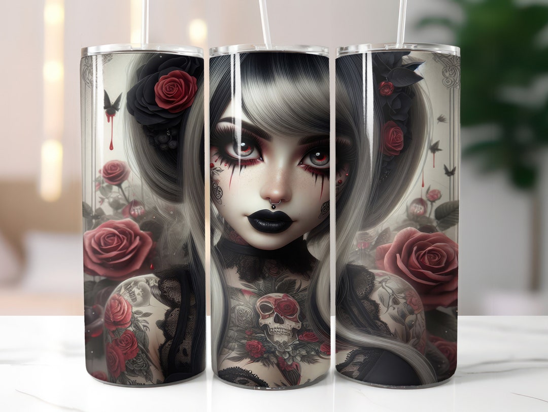 Goth Girl Tumbler Wrap - 20oz Skinny Tumbler Sublimation Straight ...