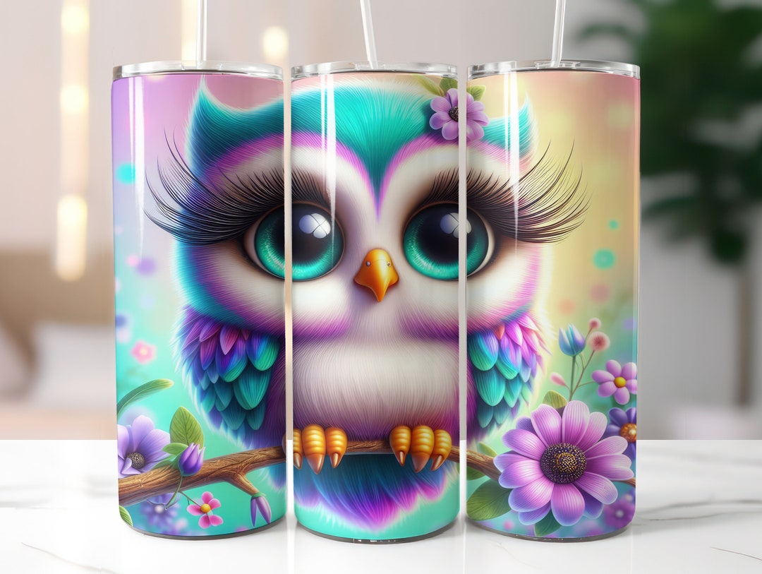 Owl Tumbler Wrap - 20oz Skinny Straight Design - Baby Owl Tumbler Wrap ...