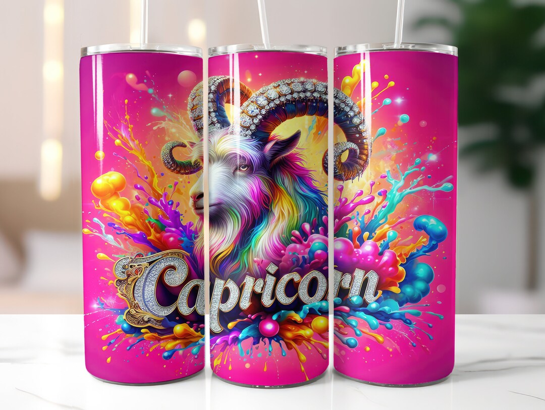 Pink Zodiac Capricorn Tumbler Wrap - 20oz Skinny Tumbler Sublimation ...