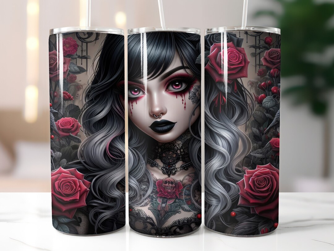 Goth Girl Tumbler Wrap - 20oz Skinny Tumbler Sublimation Straight ...
