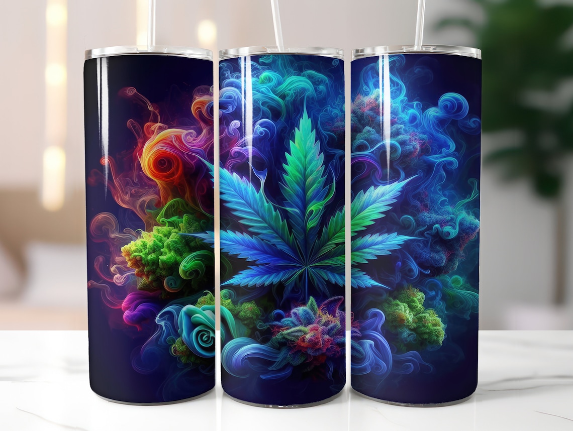 Marijuana Leaf Tumbler Wrap 20oz Skinny Tumbler Sublimation Straight ...