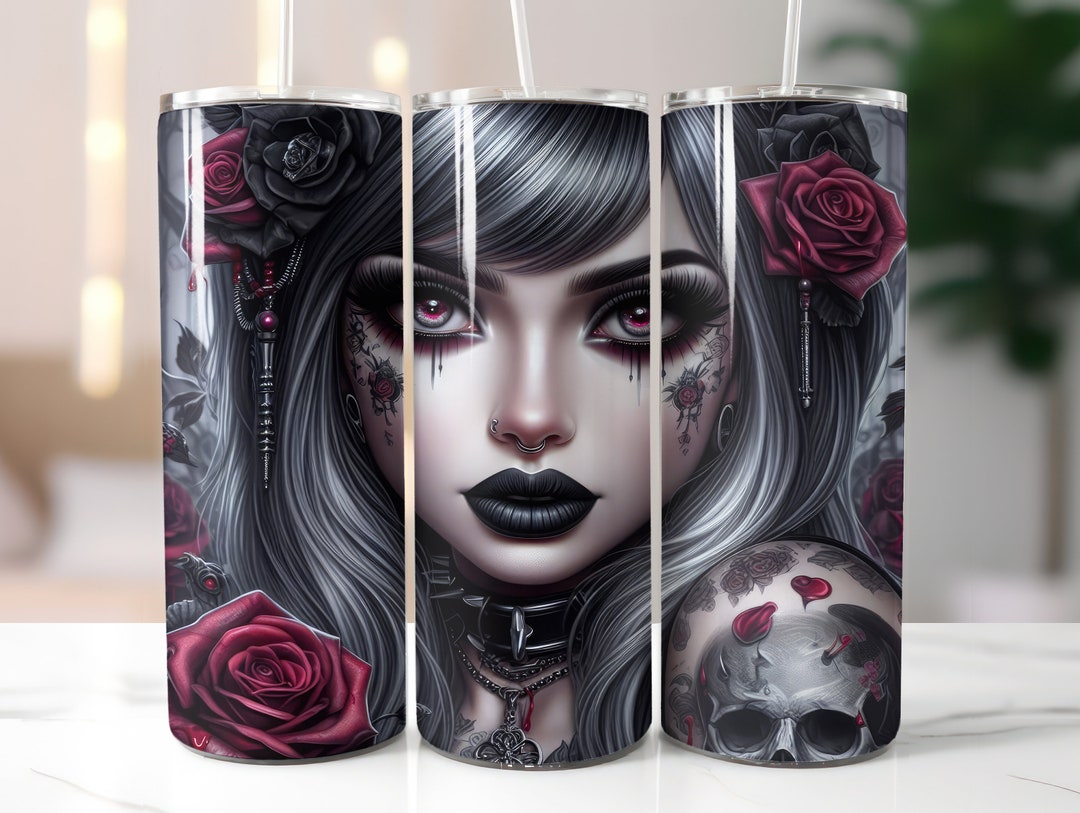 Goth Girl Tumbler Wrap - 20oz Skinny Tumbler Sublimation Straight ...