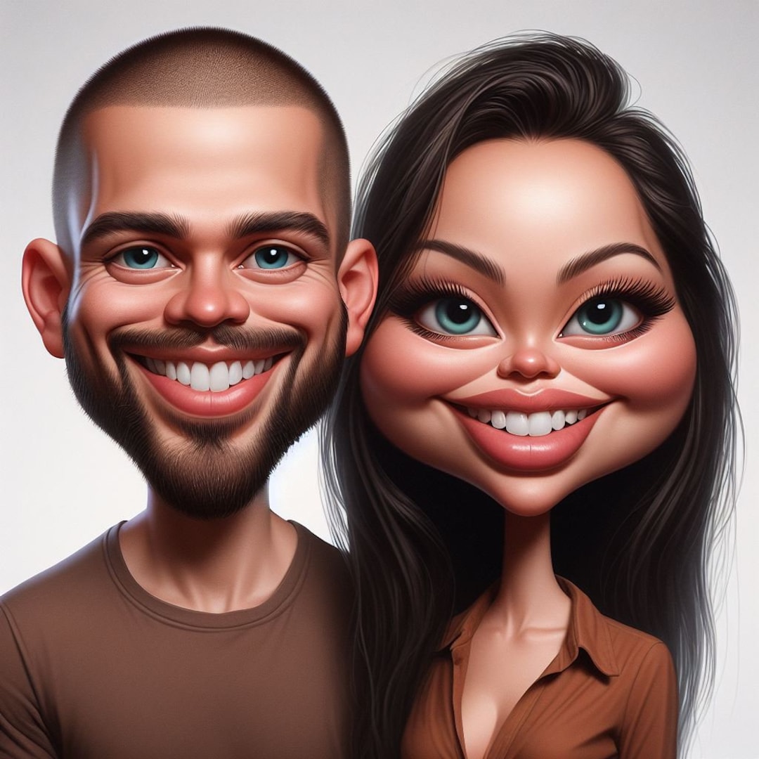 Double Face Full Color Caricature Portrait Caricature From Photo - Etsy
