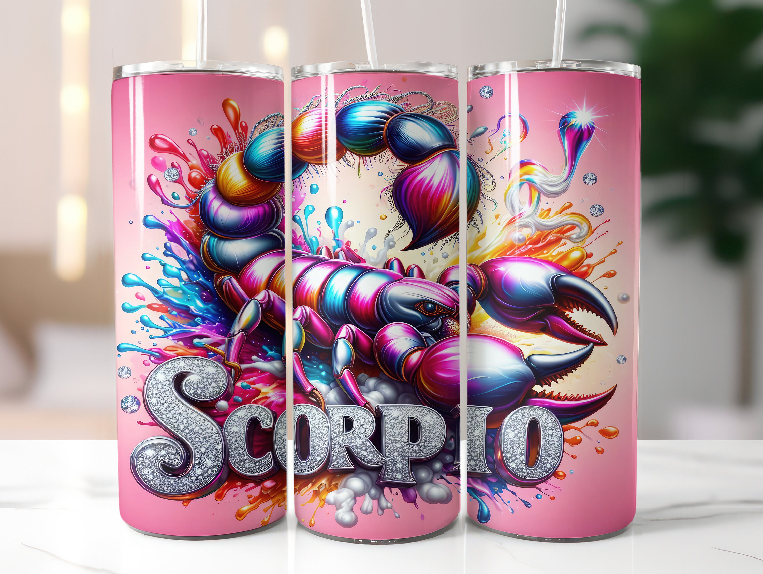 Pink Zodiac Scorpio Tumbler Wrap - 20oz Skinny Tumbler Sublimation ...