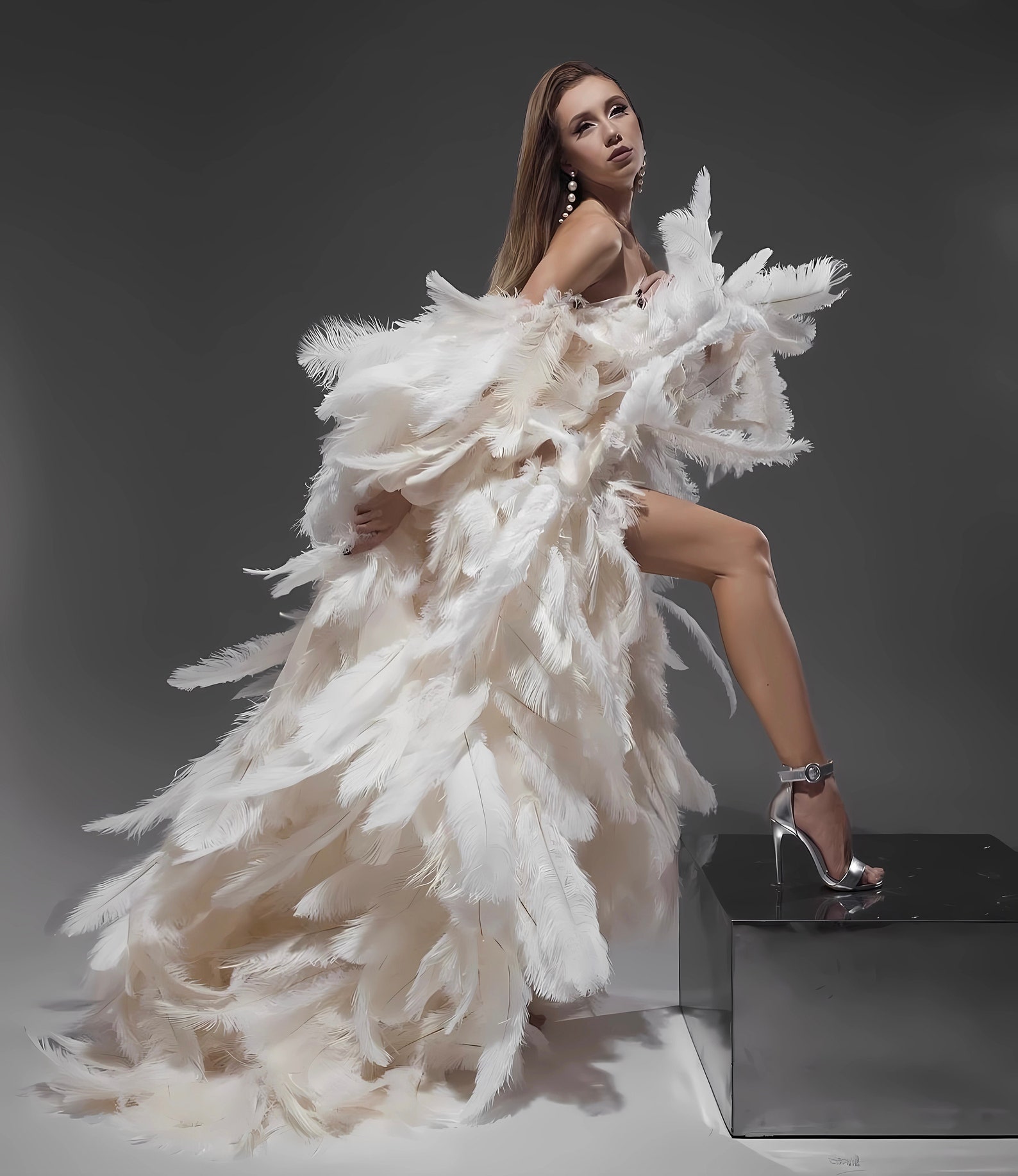 Feather Coat, Feather Cape, Ostrich Feather Photosession Cover Designer ...