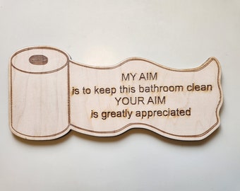 We Aim to Please, You Aim Too. Please Funny Bathroom Sign Vinyl ...