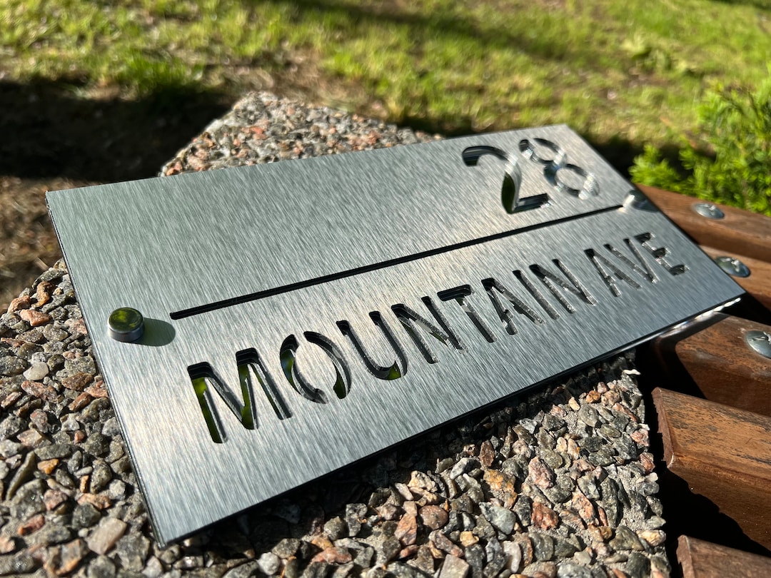 Personalized House Name Sign, Custom House Street Sign, Modern Silver ...