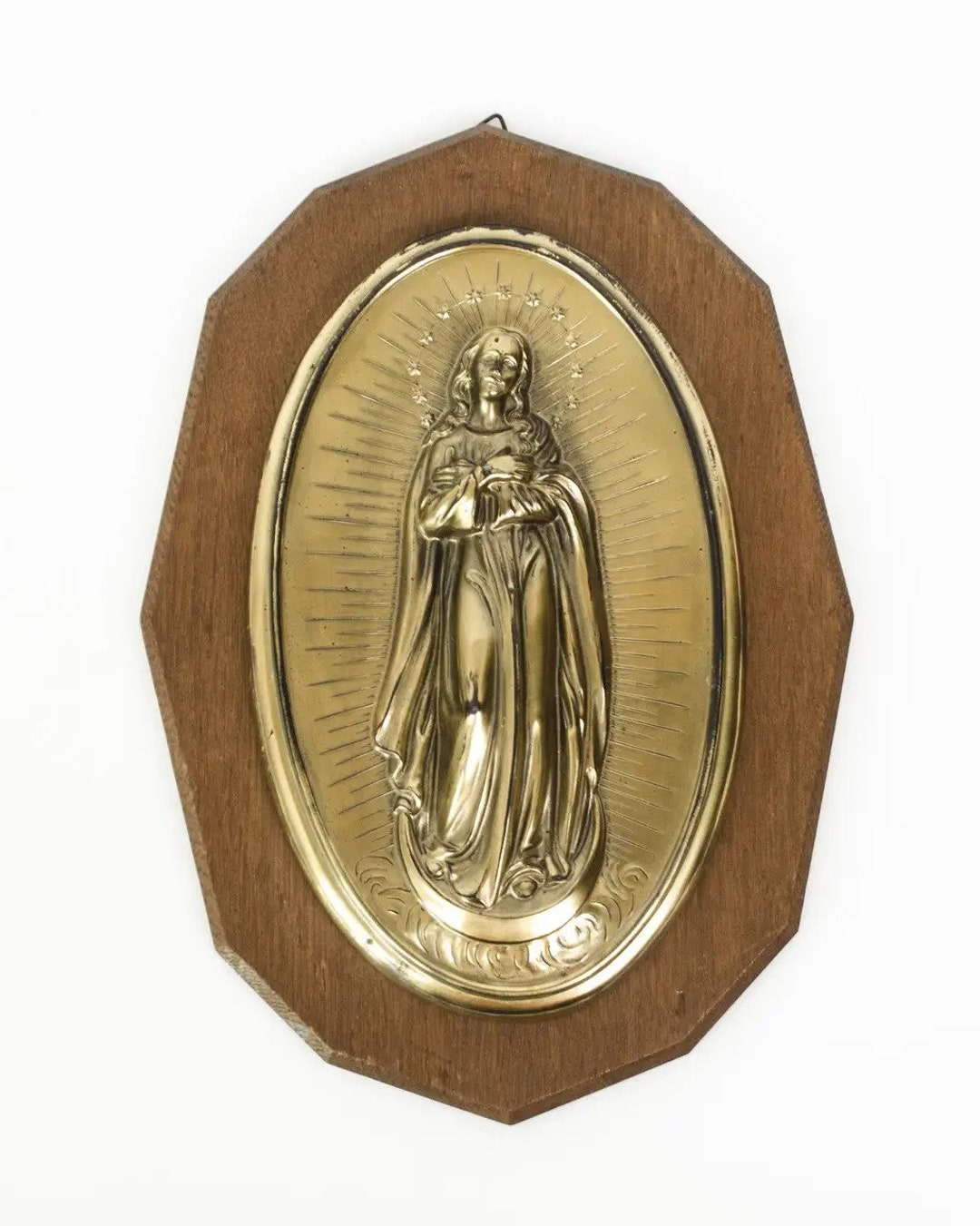 Vintage Icon Virgin Mary Immaculate Conception Made of Brass and Wood ...