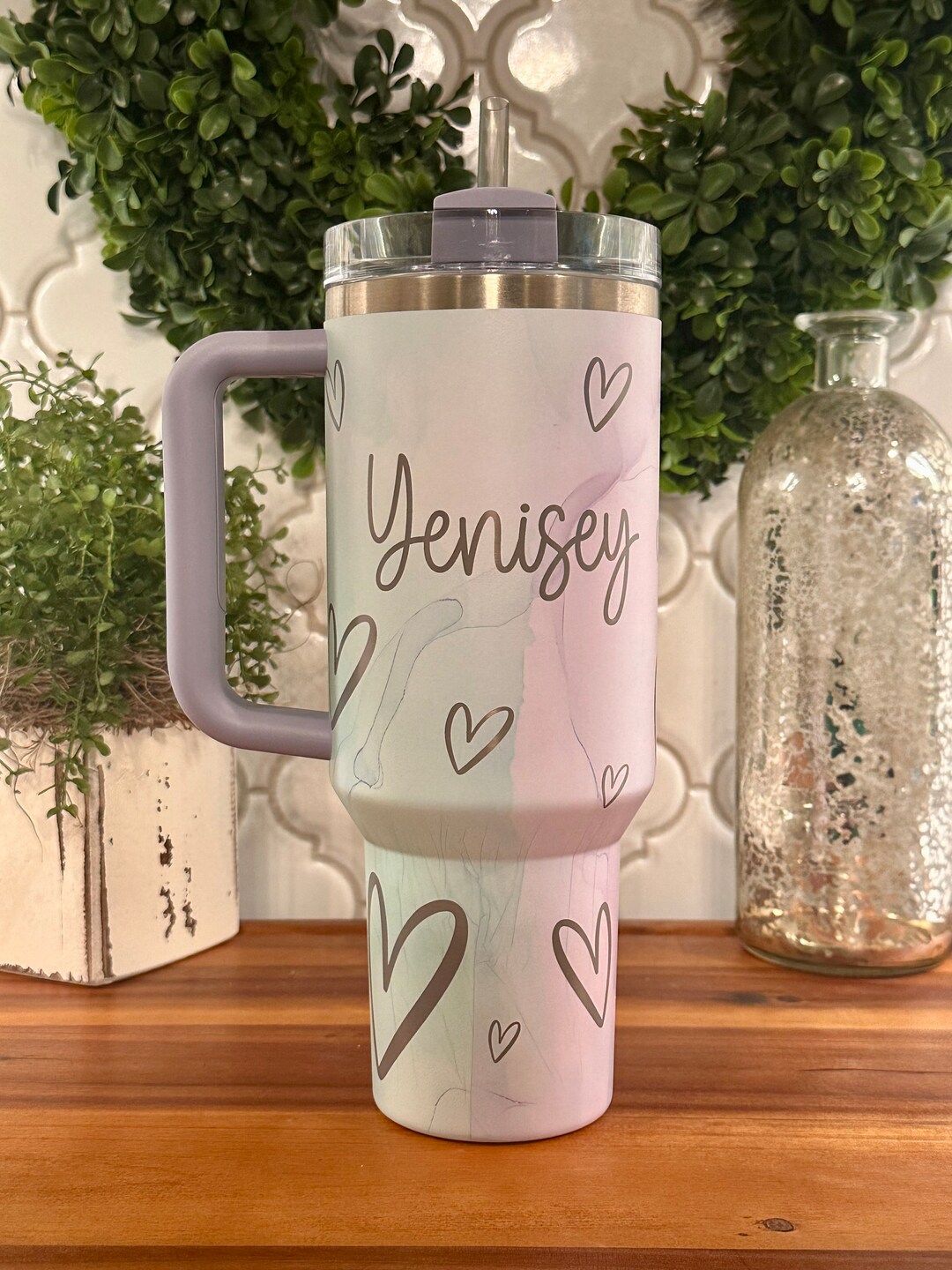 40oz Valentine's Stanley Tumbler With Hearts - Etsy