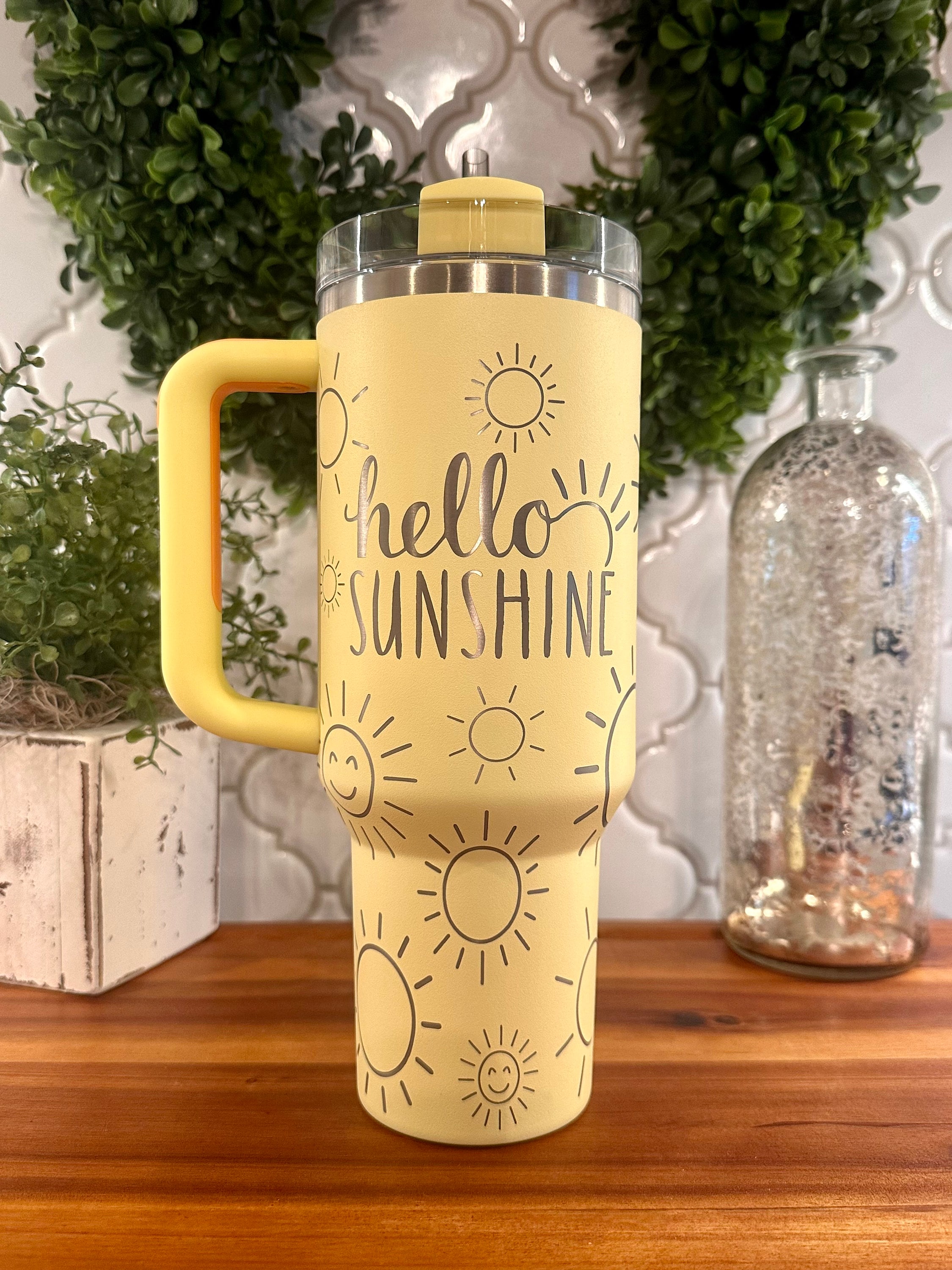 40oz Engraved Sunshine Stanley Tumbler Personalized Beach Stanley Cup ...