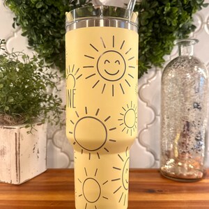 40oz Engraved Sunshine Stanley Tumbler | Personalized Beach Stanley Cup ...