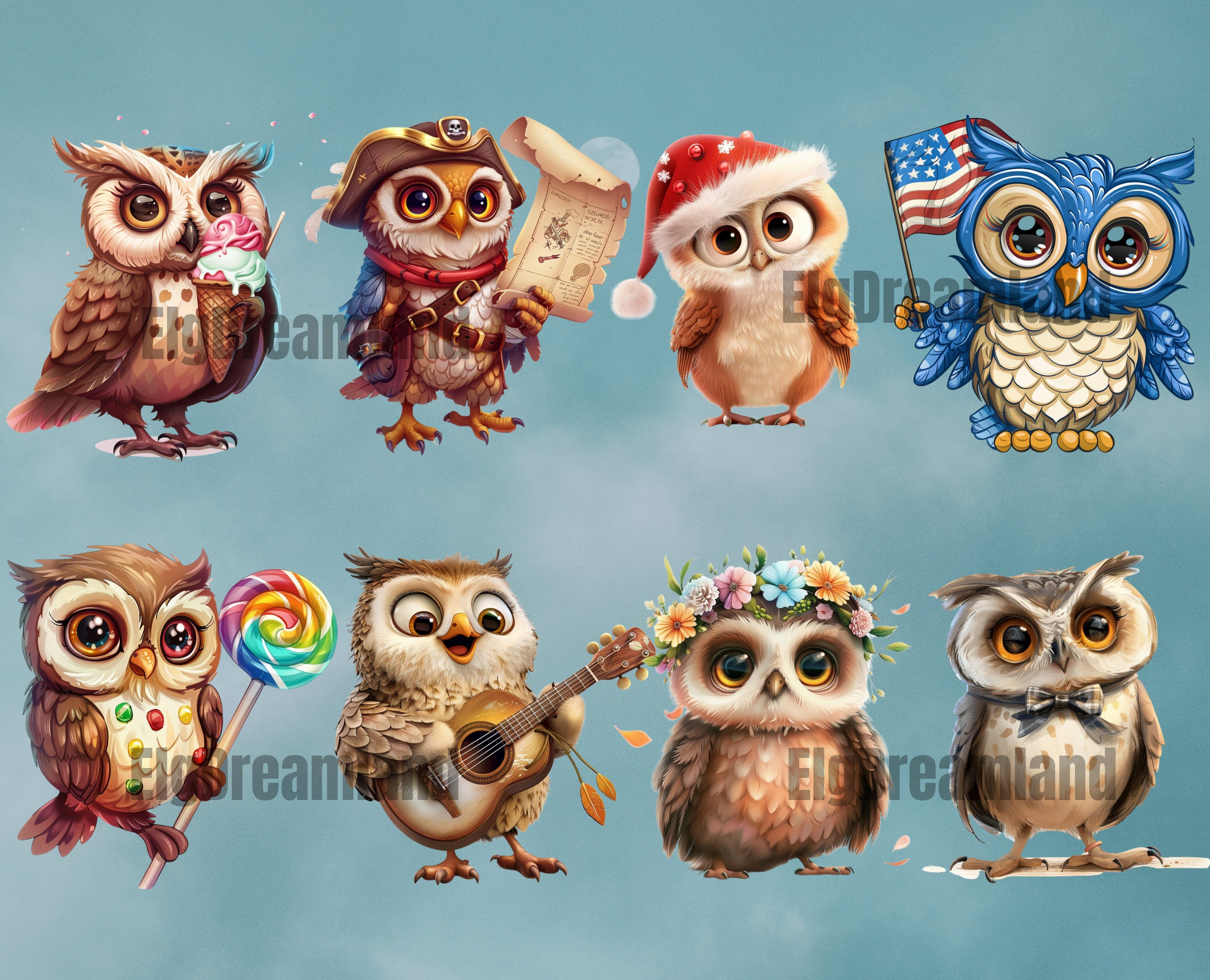 Owl Clipart Cute Owl Clipart Bird Clipart Forest Birds PNG Woodland ...